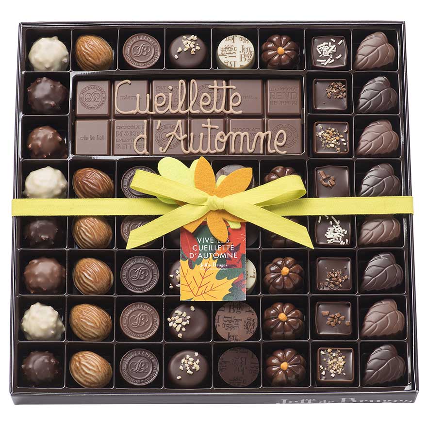 Assorted Autumn Chocolates Box with 38% Milk Chocolate Bar
