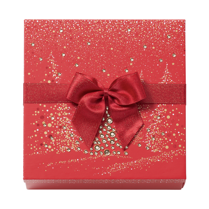 Red cubic Christmas tree box of 20 chocolates