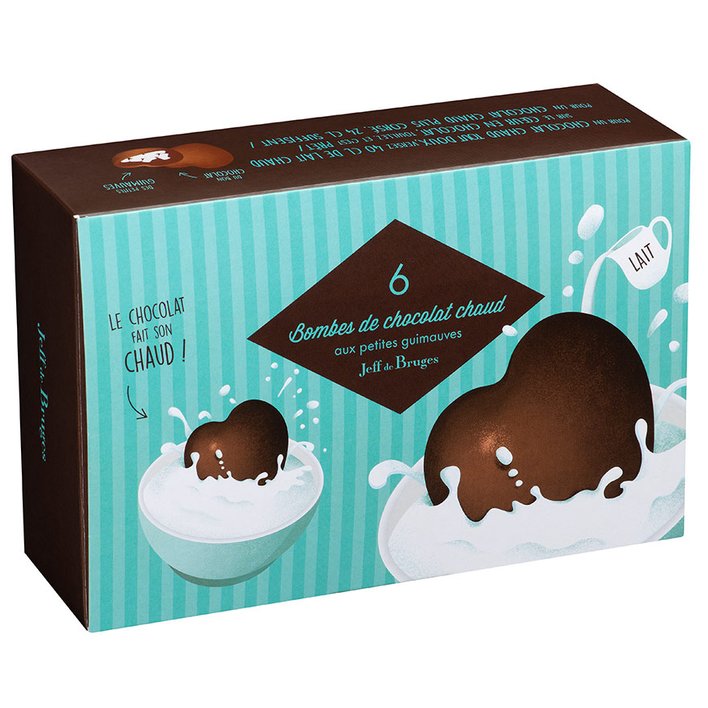 Chocolat chaud, Boite 6 bombes coeur de chocolat lait et noir et ses ...