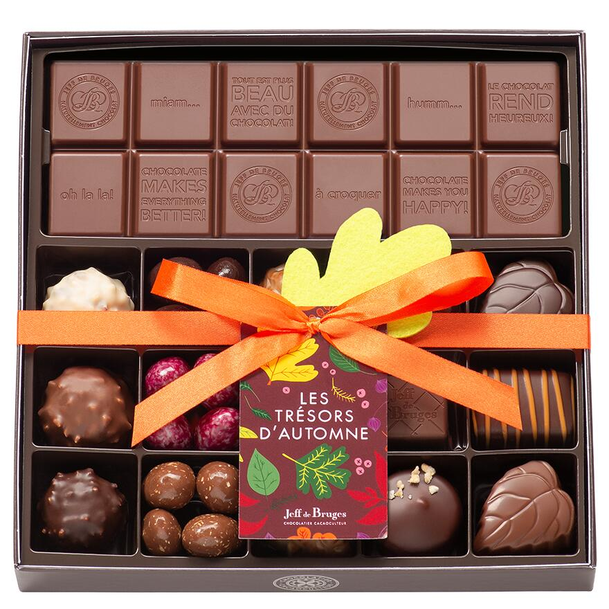 15 Autumn chocolates box with milk chocolate bar without customization
